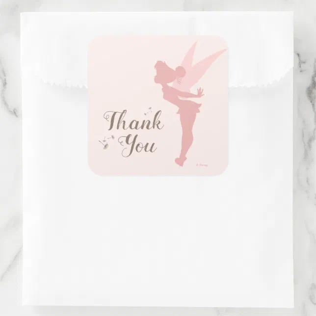 Pink Tinker Bell Baby Shower - Thank You Square Sticker | Zazzle
