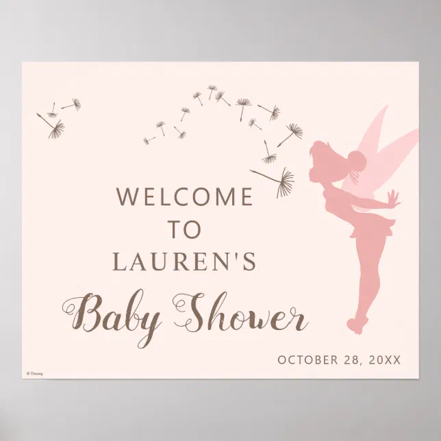 Pink Tinker Bell Baby Shower Welcome Sign | Zazzle