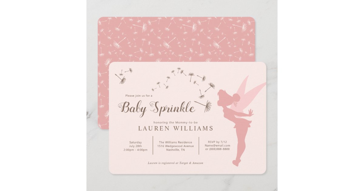 Pink Tinker Bell Girl Baby Sprinkle Invitation | Zazzle