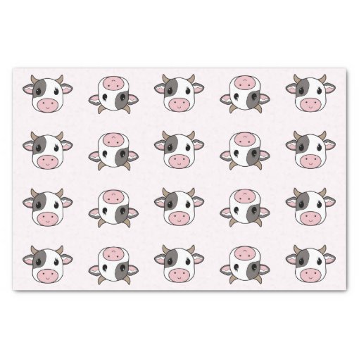 Pink Tissue Paper with Cute Cow pattern | Zazzle