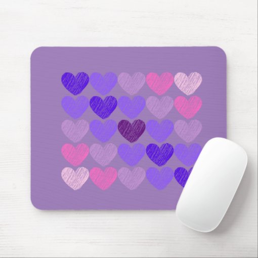 Pink to Purple Heart Collage Purple Background Mouse Pad | Zazzle