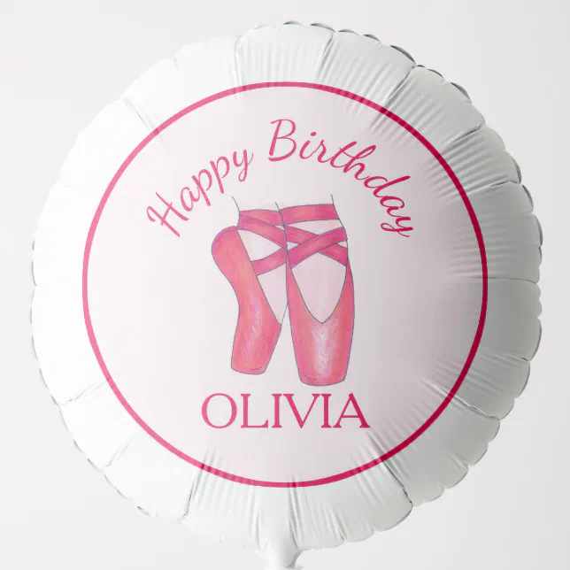 Pink Toe Shoes Ballet Ballerina Dance Birthday Balloon | Zazzle