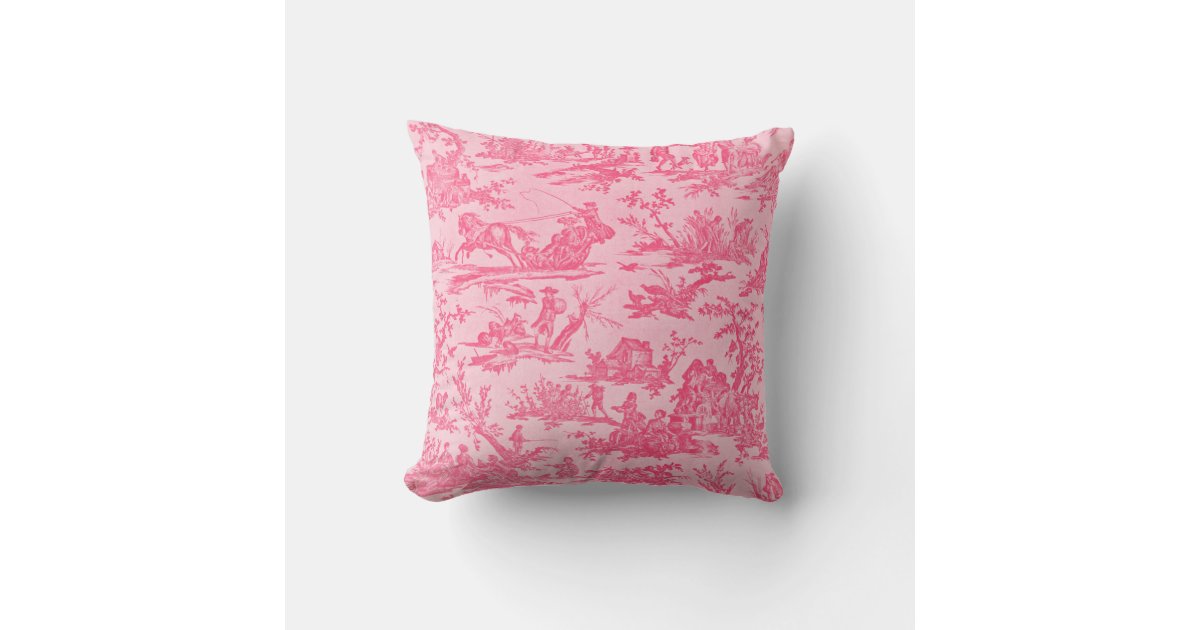 Pink Toile Throw Pillow | Zazzle