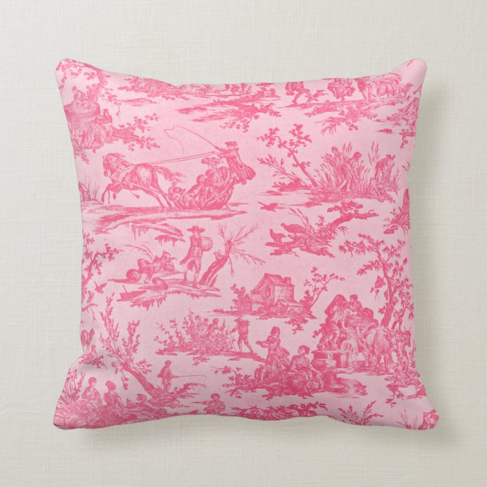 Pink Toile Throw Pillow | Zazzle.com