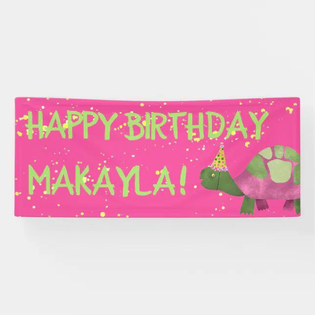 Pink Tortoise Birthday Banner | Turtle Birthday | Zazzle