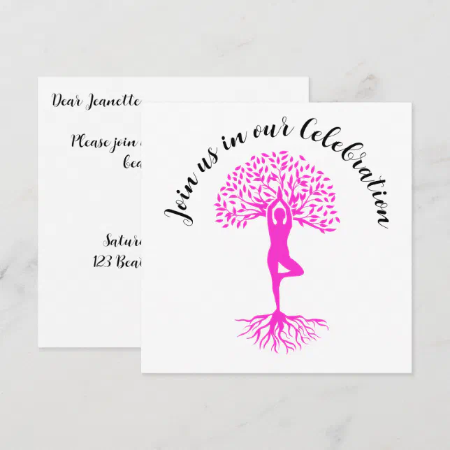 Pink Tree of Life Breast Cancer Survivor Party Invitation | Zazzle