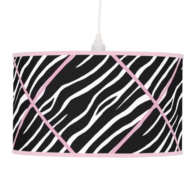 Pink Trimmed Zebra Print Lamp | Zazzle