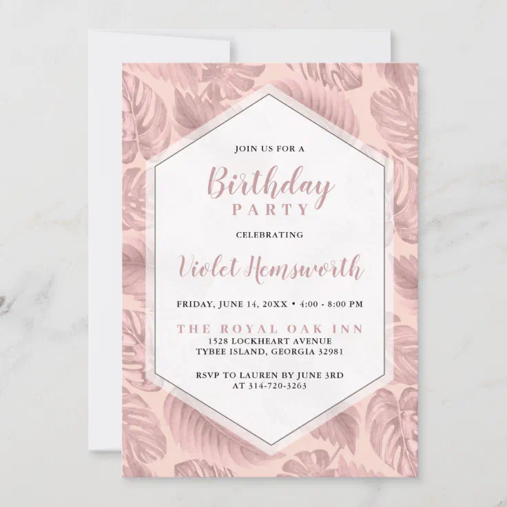 Pink Tropical Geometric Birthday Invitation | Zazzle
