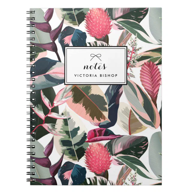 Pink Tropical Houseplants Pattern Personalized Notebook | Zazzle