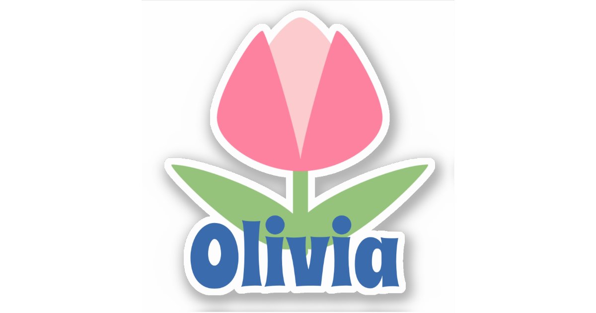 Pink Tulip Flower Name Sticker | Zazzle