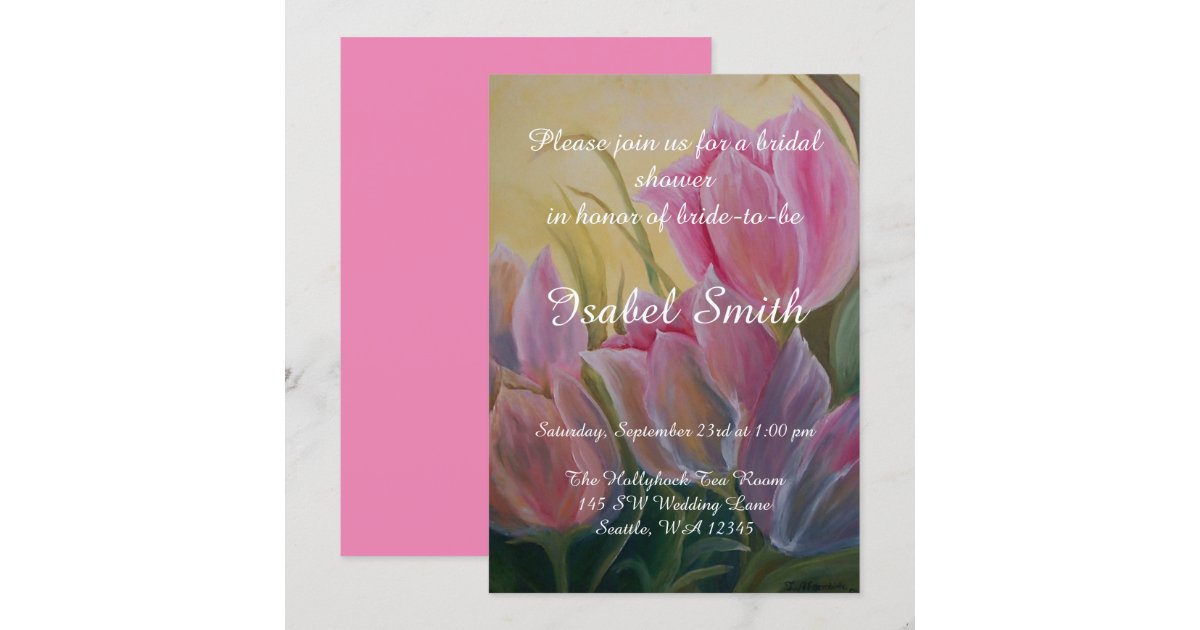 Pink tulip invitation | Zazzle