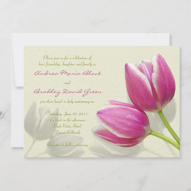 Pink Tulip Wedding Invitation | Zazzle
