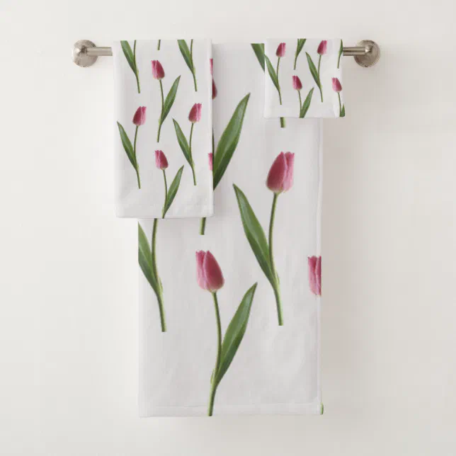 Pink Tulips on the side Towel Set | Zazzle