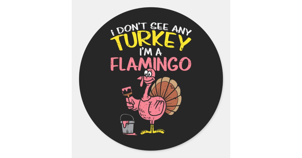 Pink Turkey Flamingo Fun Thanksgiving Animal Lover Classic Round ...