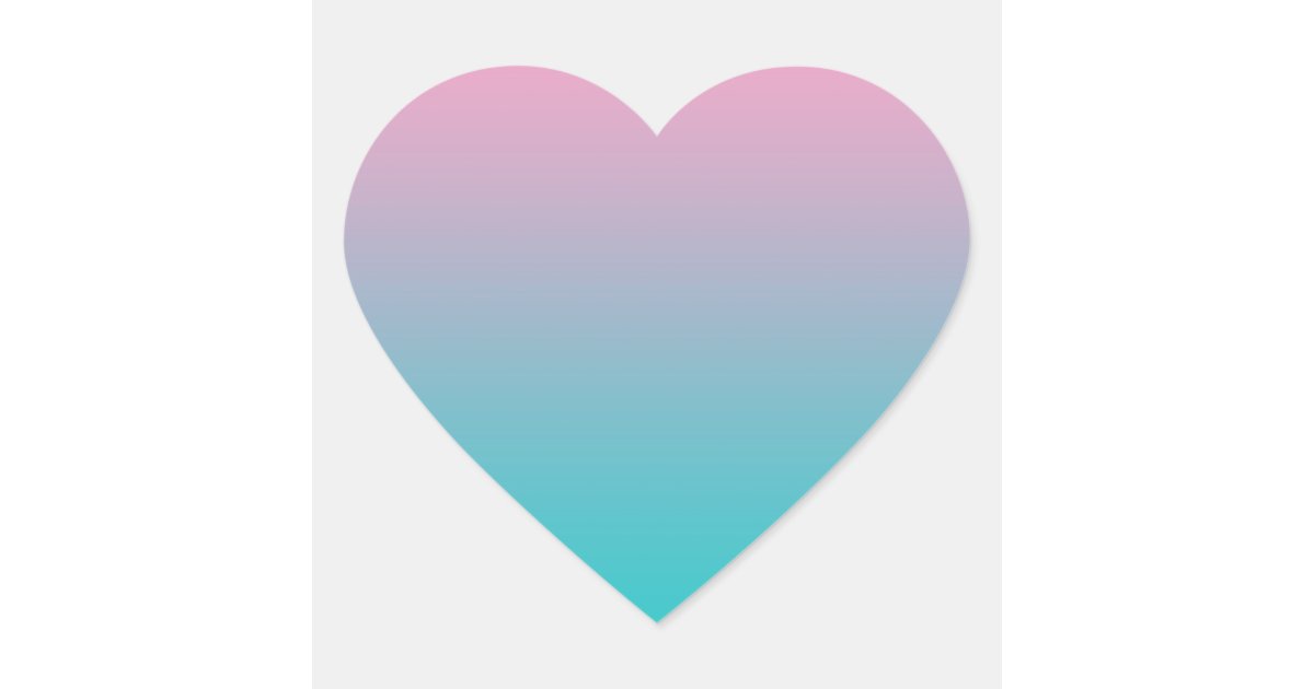 Pink & Turquoise Ombre Heart Sticker | Zazzle