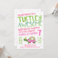 Pink Turtle Tortoise Birthday Party Invitation | Zazzle