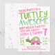 Pink Turtle Tortoise Birthday Party Invitation | Zazzle