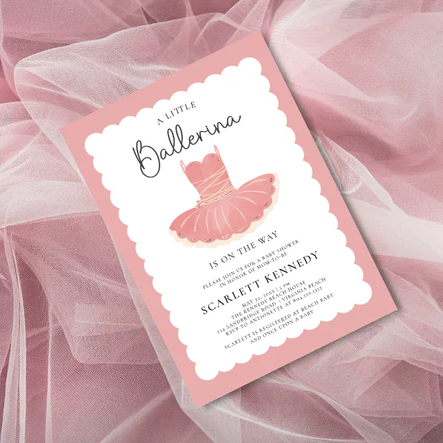 Pink Tutu Baby Girl Baby Shower Invitation | Zazzle