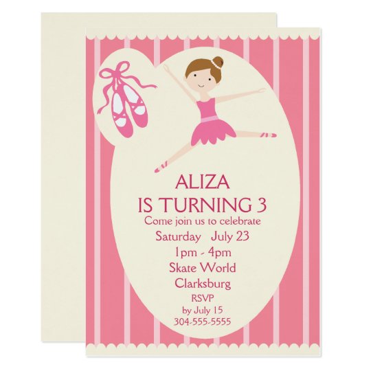 Pink Tutu Ballerina Birthday Party Invitation | Zazzle.com