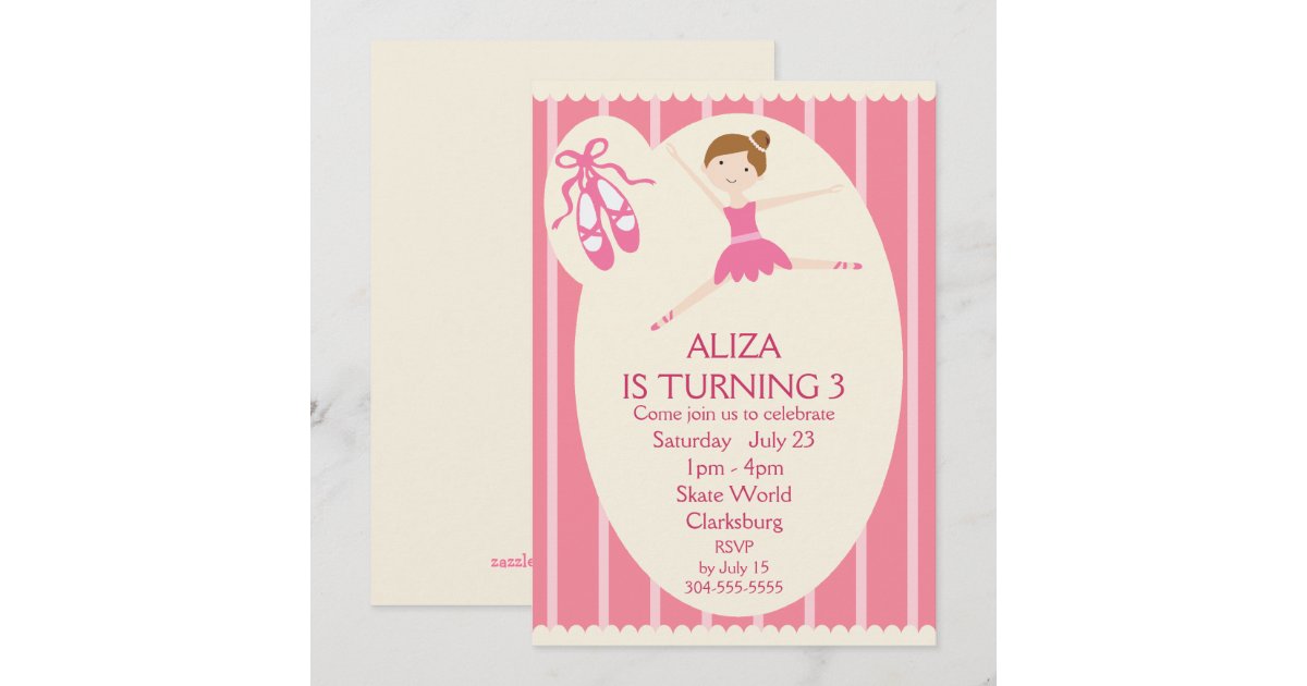 Pink Tutu Ballerina Birthday Party Invitation | Zazzle