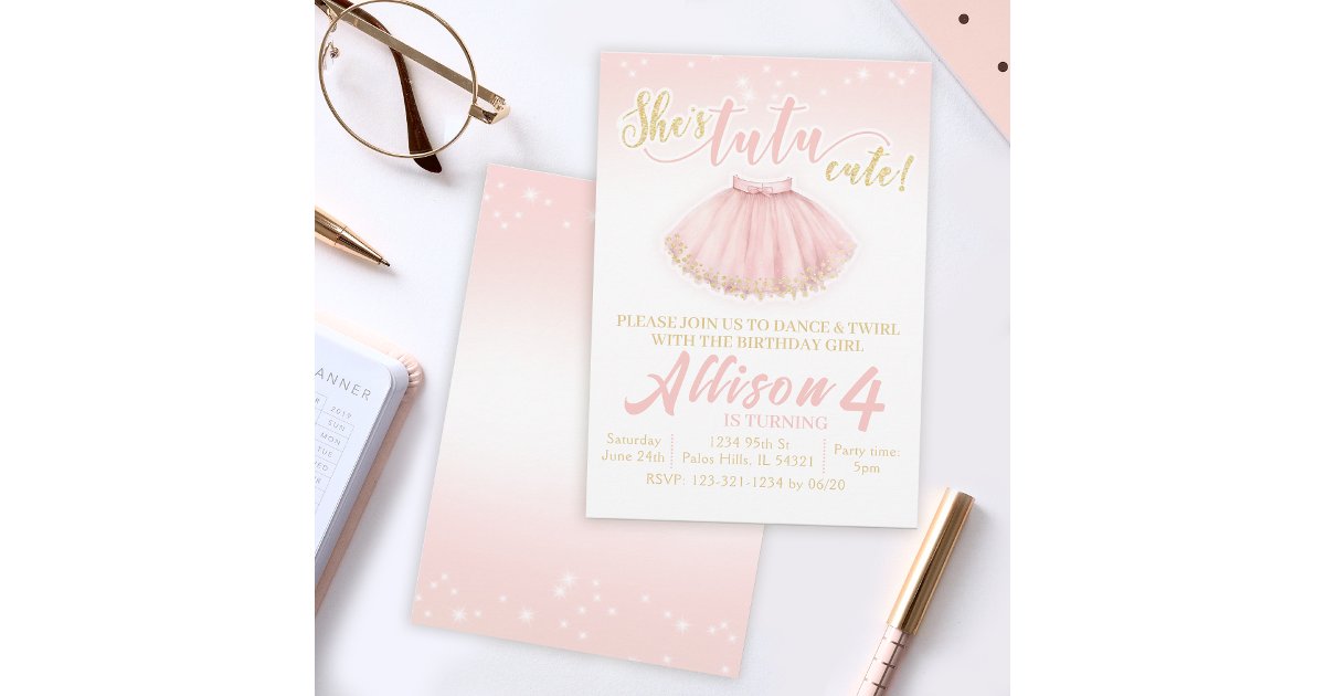 Pink tutu birthday invitation Ballerina invitation | Zazzle