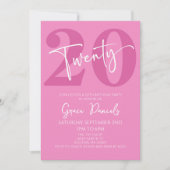 Pink Twenty 20th Twentieth Birthday Party Invitation | Zazzle