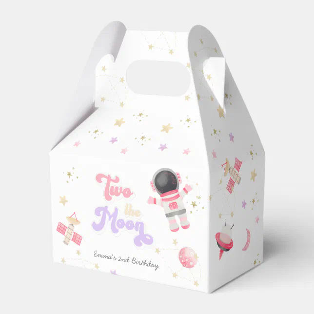 Pink Two the Moon Space Birthday Favor Box | Zazzle