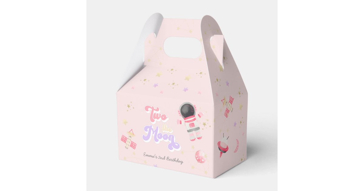 Pink Two the Moon Space Birthday Favor Boxes | Zazzle