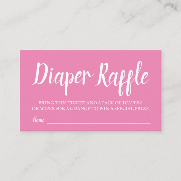 Pink Typography Diaper Raffle Enclosure Card | Zazzle.com