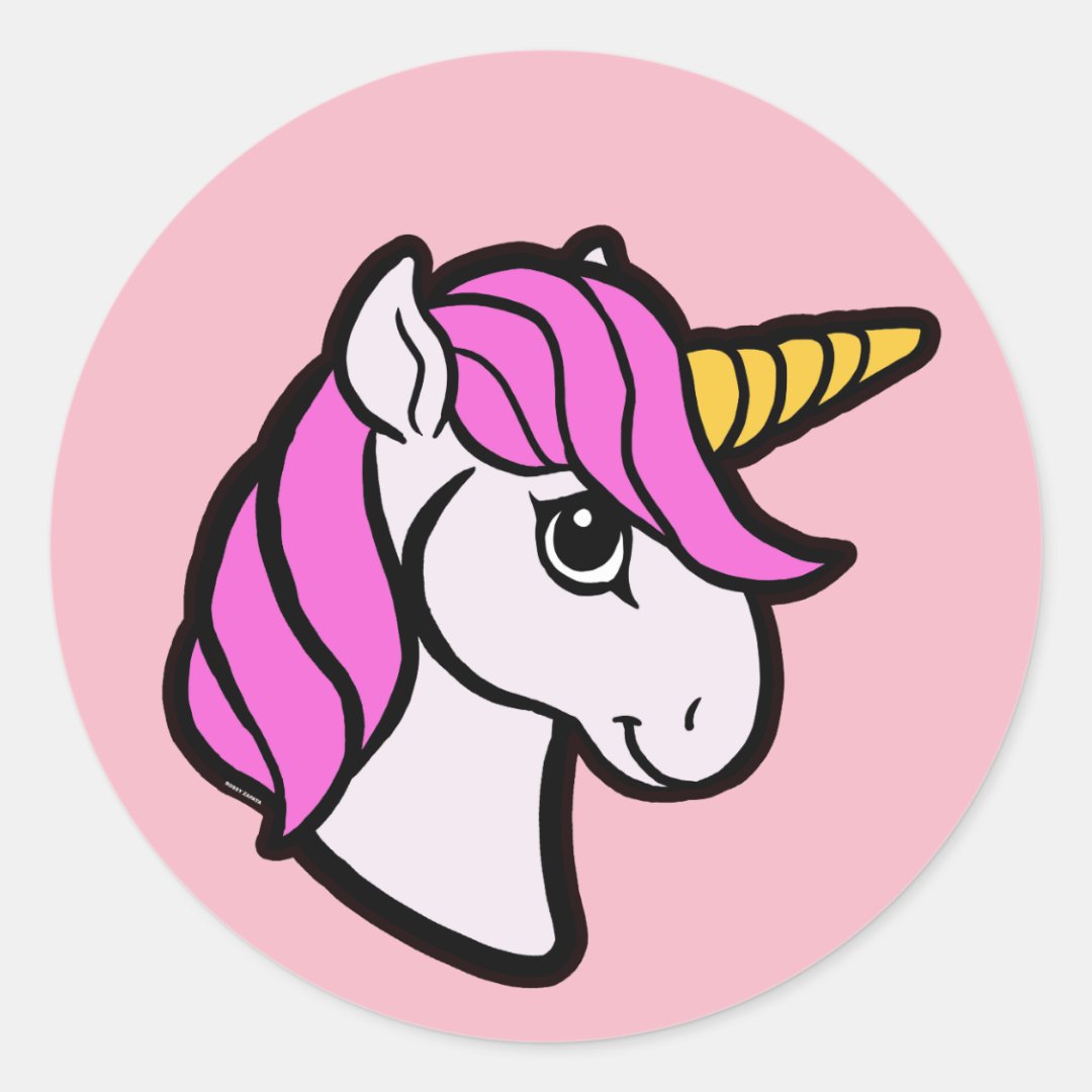 Pink Unicorn Classic Round Sticker | Zazzle