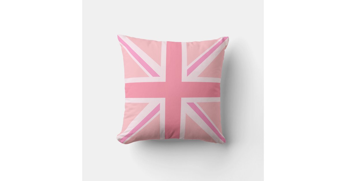Pink Union Jack/Flag Square Design Throw Pillow | Zazzle
