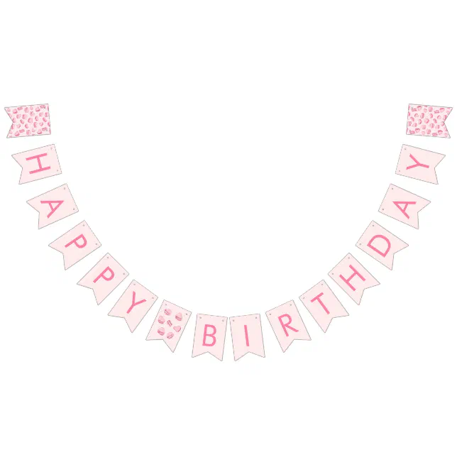 Pink Valentine Hearts Birthday Party Decor Bunting Flags | Zazzle