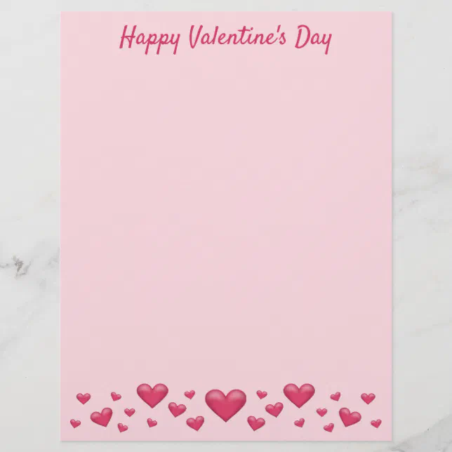 Pink Valentine's Day Hearts & Custom Text Letterhead | Zazzle
