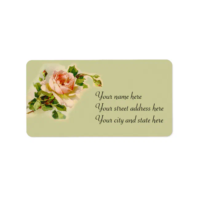 Pink Victorian Rose Label | Zazzle