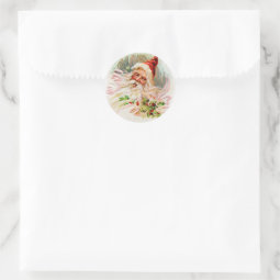 Pink Victorian Santa Classic Round Sticker | Zazzle