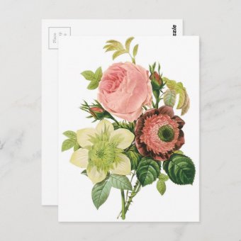 Pink Vintage Bouquet Postcard | Zazzle