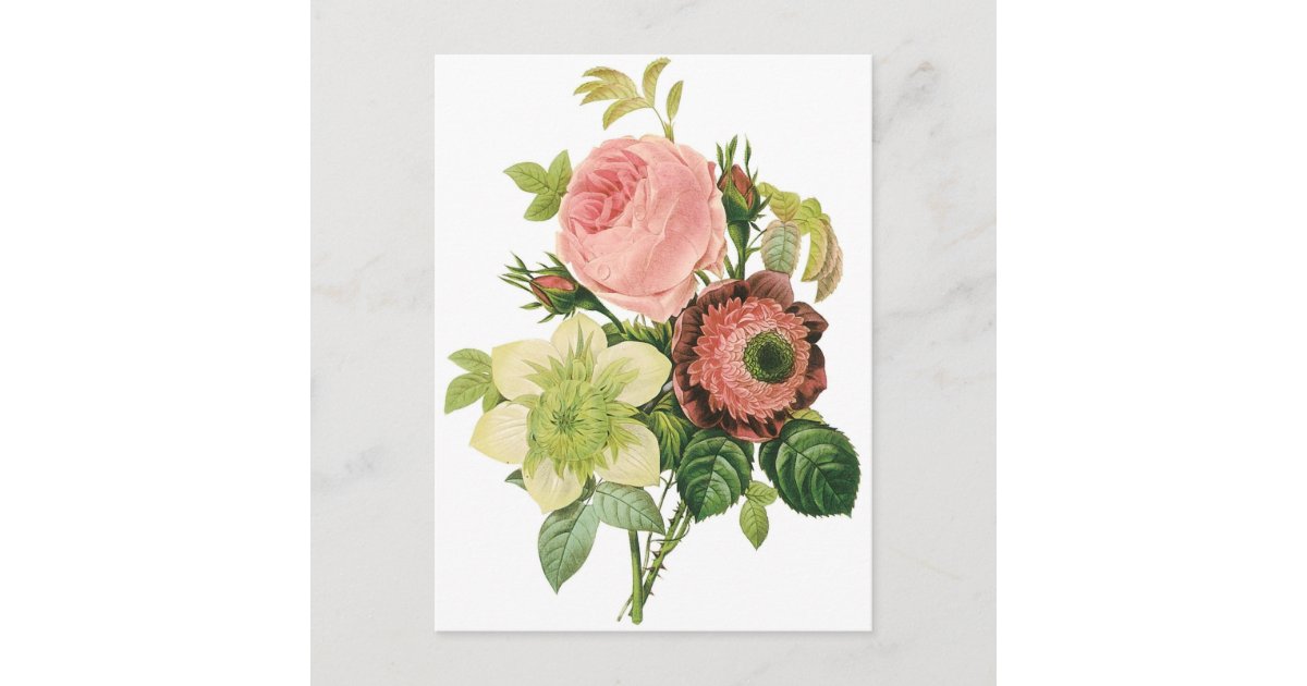 Pink Vintage Bouquet Postcard | Zazzle