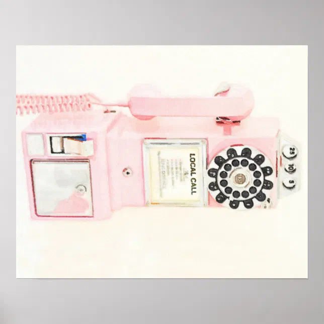 Pink Vintage Payphone Poster | Zazzle