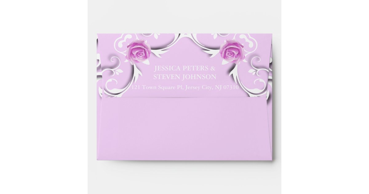 Pink Vintage Romantic Classic Floral Wedding Envelope | Zazzle