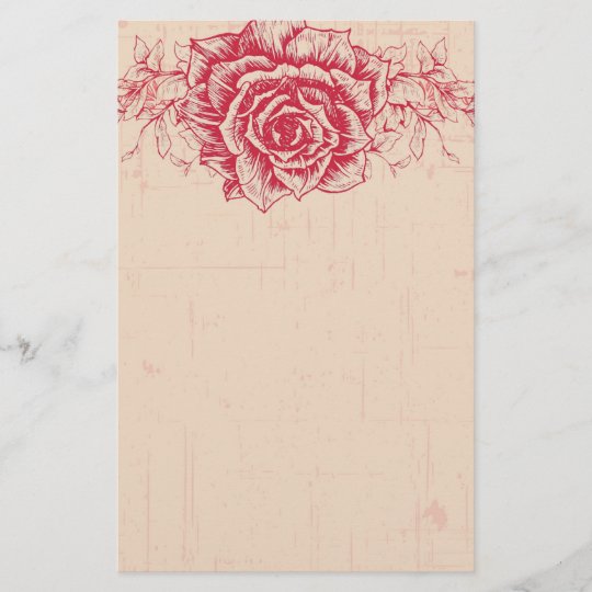 Pink Vintage Rose Border Stationery | Zazzle.com