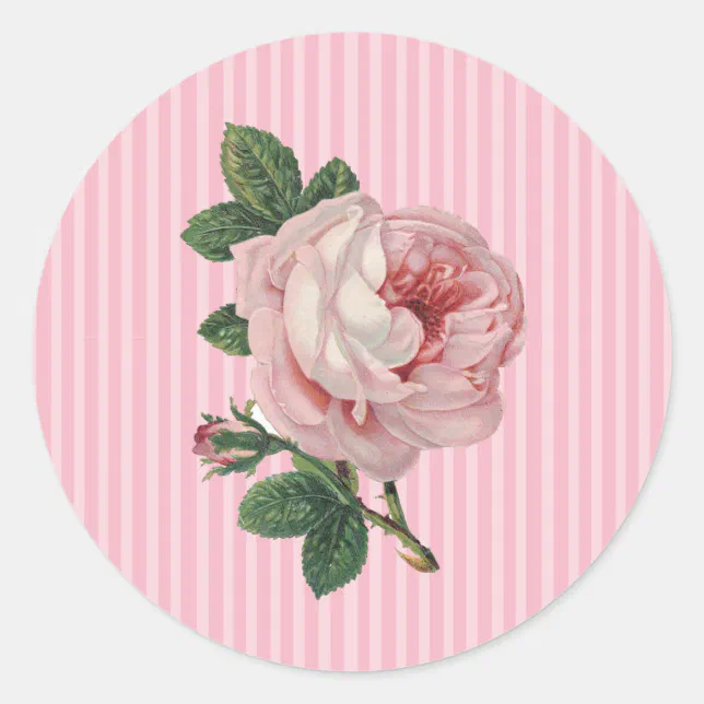 Pink Vintage Rose Stickers | Zazzle