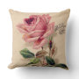 Pink Vintage Rose Throw Pillow | Zazzle