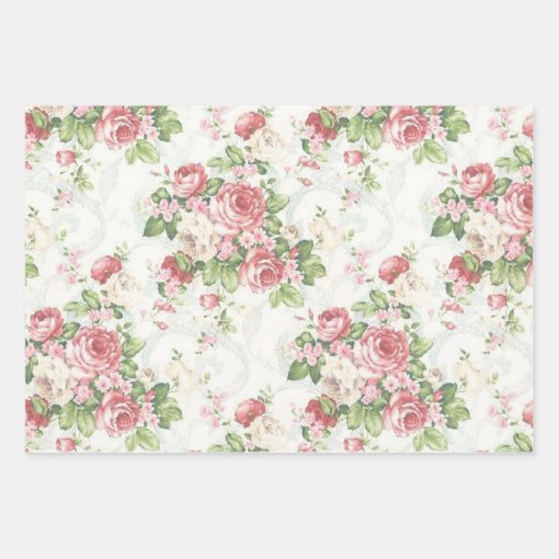 Pink Vintage Roses Wrapping Paper Sheets | Zazzle