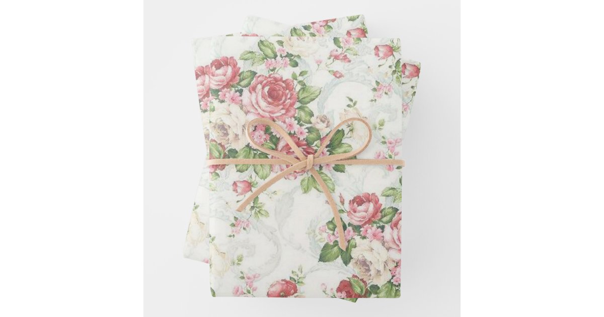Pink Vintage Roses Wrapping Paper Sheets | Zazzle