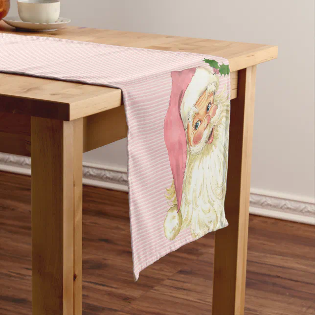 Pink Vintage Victorian Santa Claus Shabby Short Table Runner | Zazzle