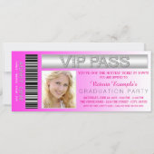 Pink VIP Pass Admission Ticket Graduation Party Invitation | Zazzle
