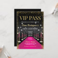 Pink VIP Pass Hollywood Red Carpet Birthday Invitation | Zazzle
