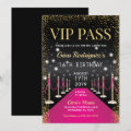 Pink VIP Pass Hollywood Red Carpet Birthday Invitation | Zazzle