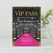 Pink VIP Pass Hollywood Red Carpet Birthday Invitation | Zazzle