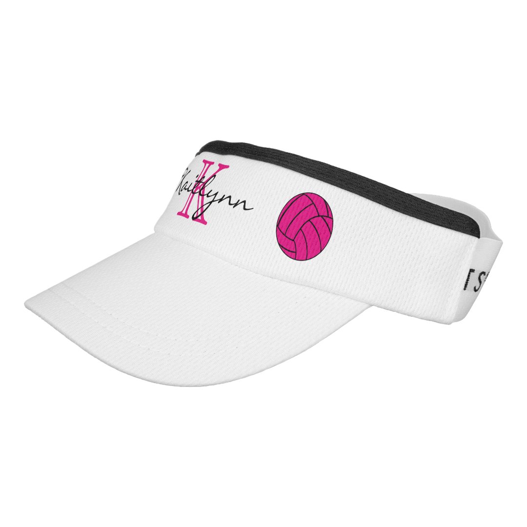 Pink Volleyball Monogram Sport Sun Visor | Zazzle